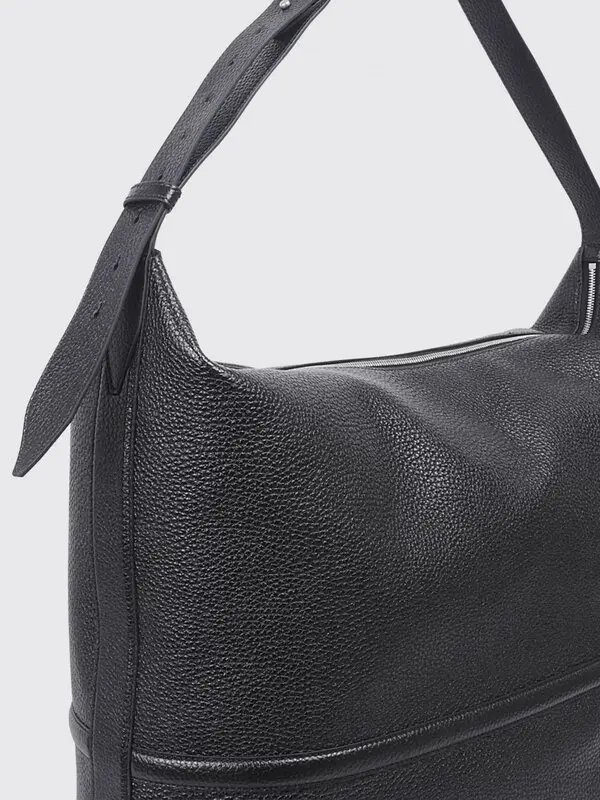 Dries Van Noten Grained Calfskin Leather Shoulder Bag With Zip Closure