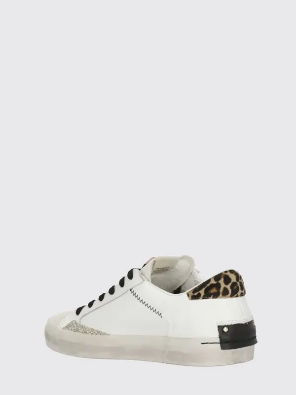 CRIME LONDON Distressed Leather And Glitter Sneakers