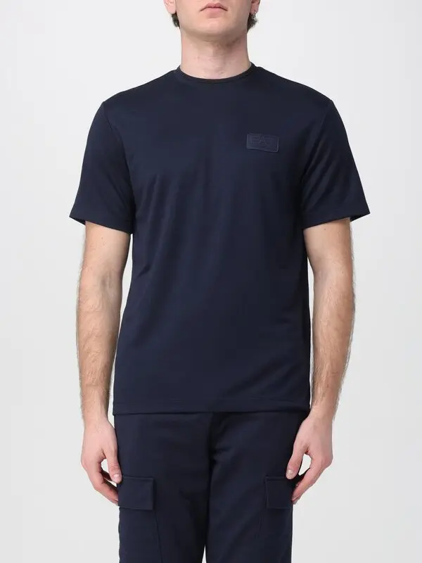 EA7 Cotton T-shirt With Logo - Blue