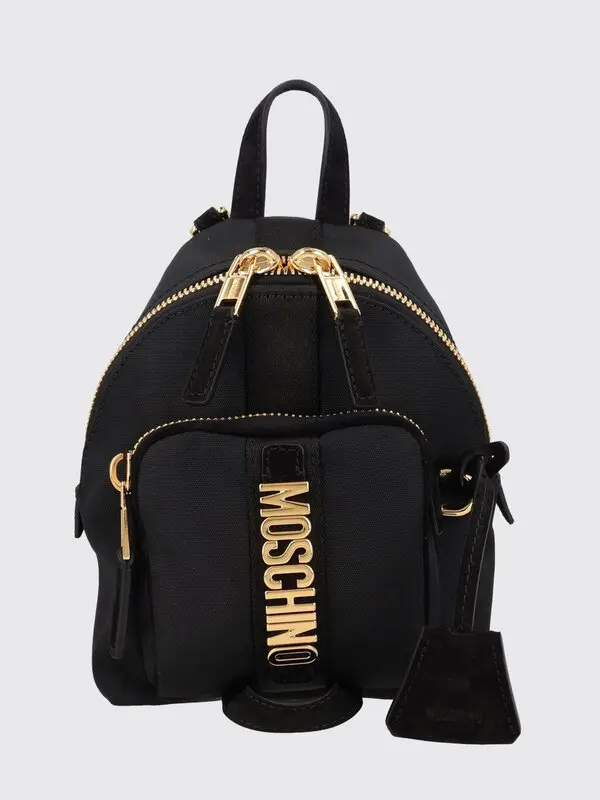 Moschino Nylon Backpack With Metal Logo And Decorative Charm