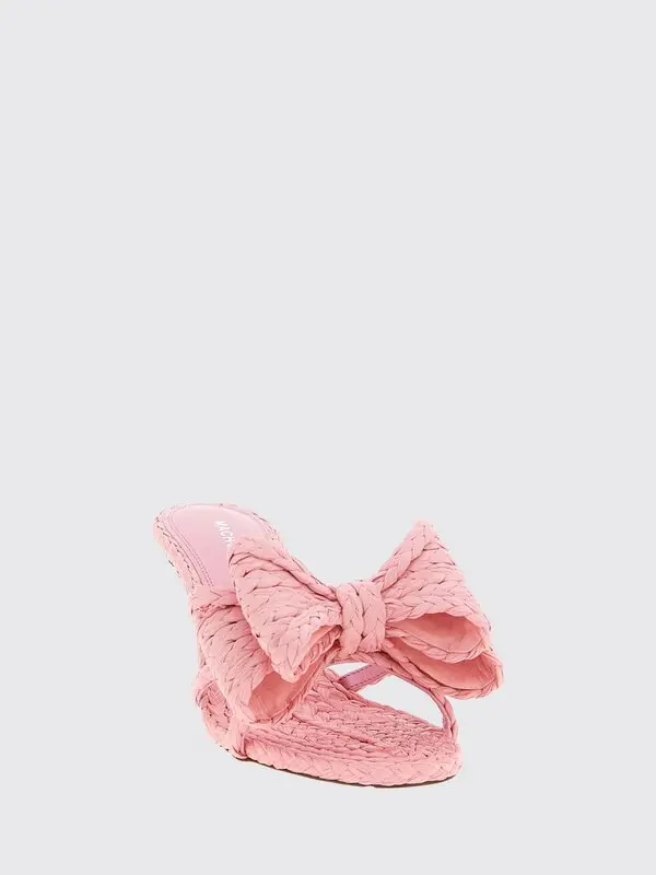 MACH&MACH Le Cadeau Braided Raffia Mules With Bow Detailing