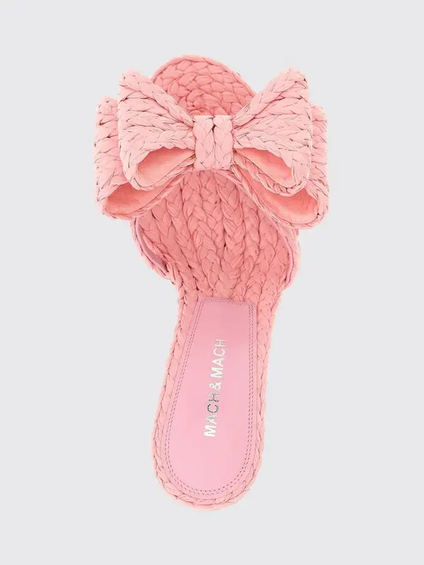 MACH&MACH Le Cadeau Braided Raffia Mules With Bow Detailing