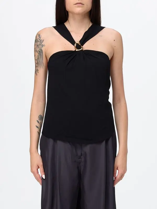FORTE_FORTE Criss-cross Silk Blend Evening Top