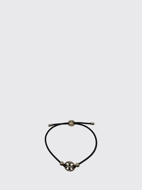 Tory Burch Brass And Bracelet With Double T Logo And Crystal Accent - Leather