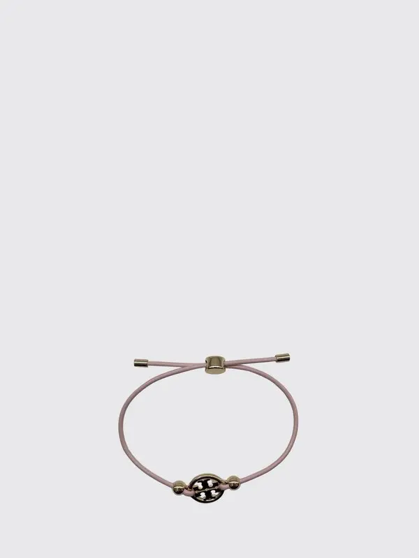 Tory Burch Brass And Bracelet With Double T Logo And Crystal Accent - Pink