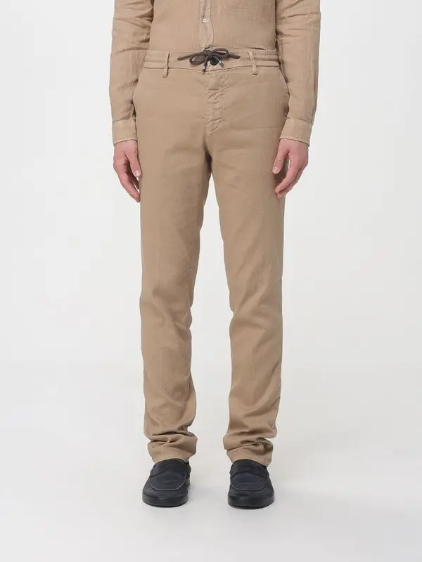 MASON'S Linen And Cotton Blend Drawstring Trousers - Sand