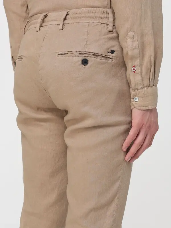 MASON'S Linen And Cotton Blend Drawstring Trousers - Sand