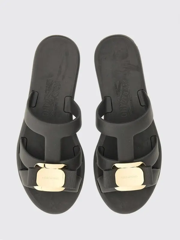 FERRAGAMO Vara Pvc Slides With Iconic Bow And Low Heel