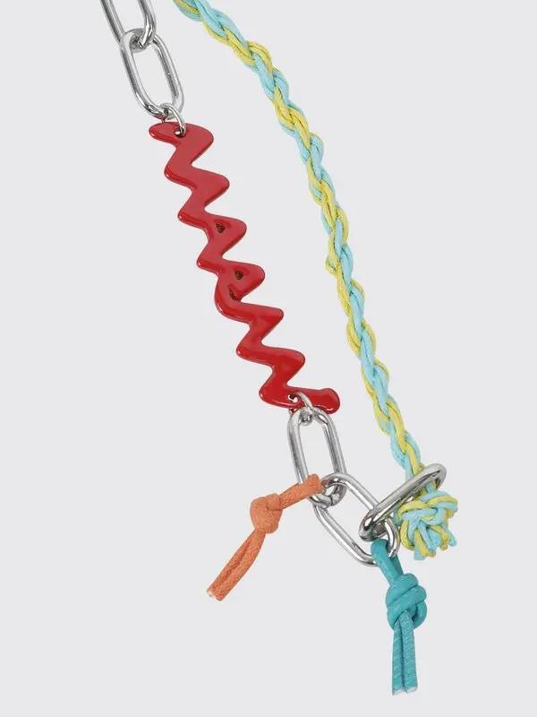 Marni Zamak And Cotton Keychain With Abstract Pattern