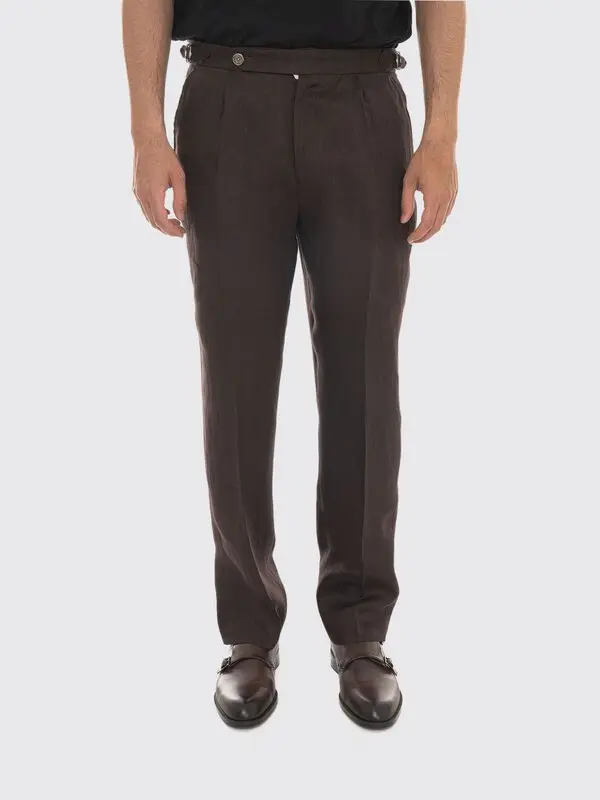 BOSS Tailored Wide-leg Linen Trousers - Earth
