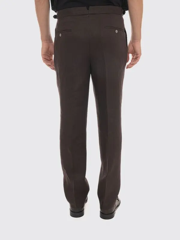 BOSS Tailored Wide-leg Linen Trousers - Earth