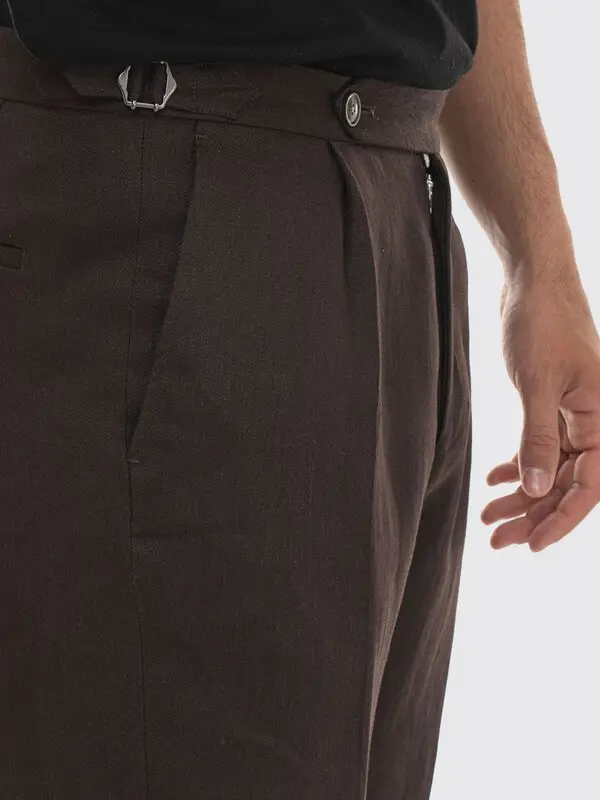 BOSS Tailored Wide-leg Linen Trousers - Earth