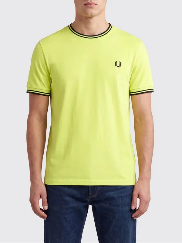 Fred Perry Slim Fit Cotton T-shirt With Contrast Trims And Embroidered Logo