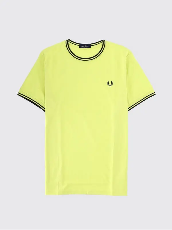 Fred Perry Slim Fit Cotton T-shirt With Contrast Trims And Embroidered Logo
