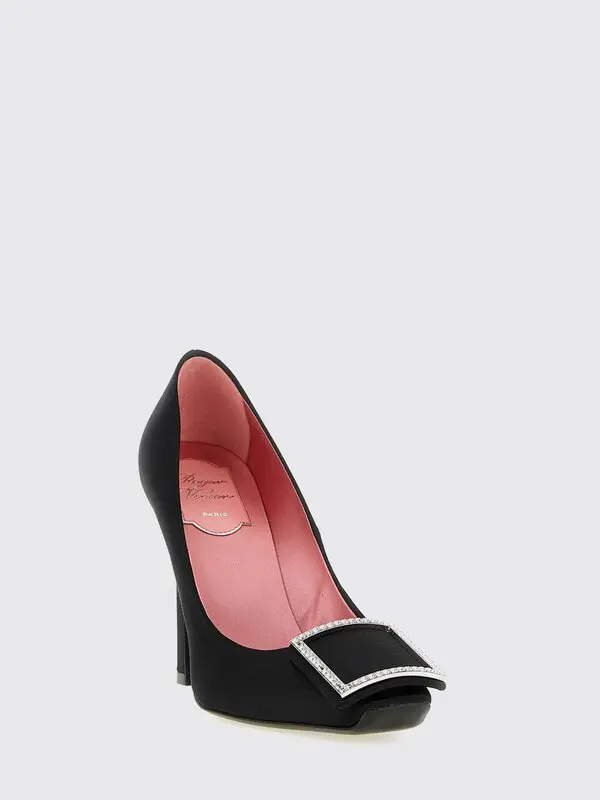 ROGER VIVIER Trompette Satin Pumps With Jewel Buckle