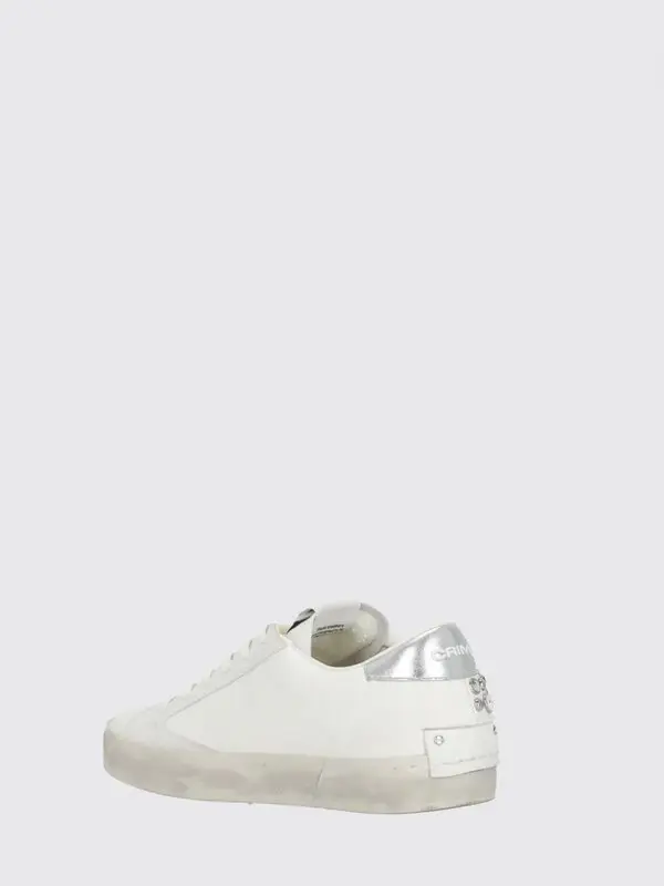 CRIME LONDON Distressed Leather Sneakers With Studs And Rhinestones