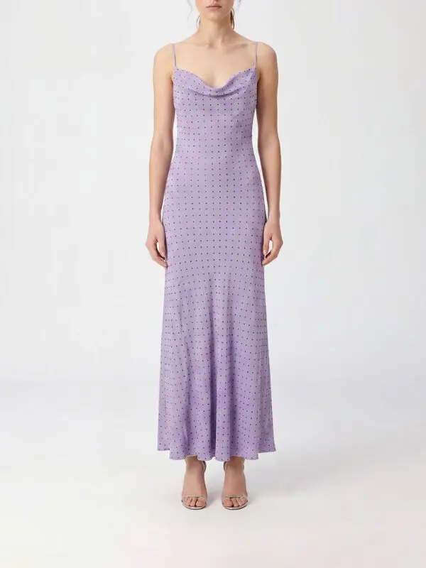 Pinko Long Dress With Embellishments - Violet