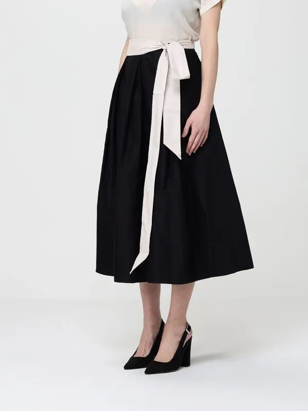 Max Mara Baschi Cotton Blend Twill Midi Skirt - Black