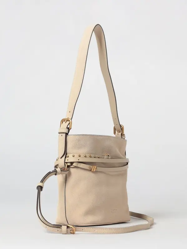 Pinko Studded Shoulder Bag - Beige