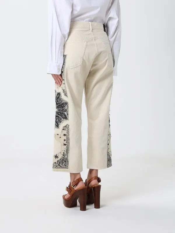 R13 Embroidered Denim Cropped Fit Jeans