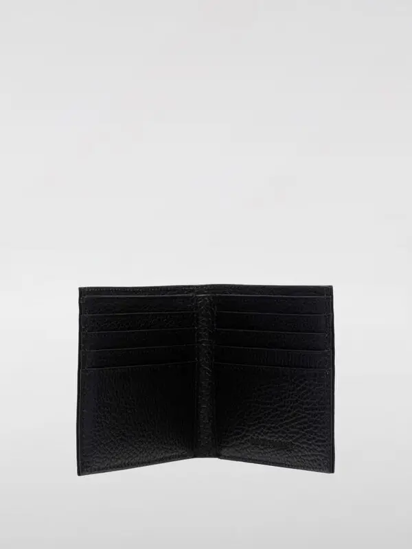 Emporio Armani Pebbled Leather Horizontal Bifold Wallet With Applied Logo