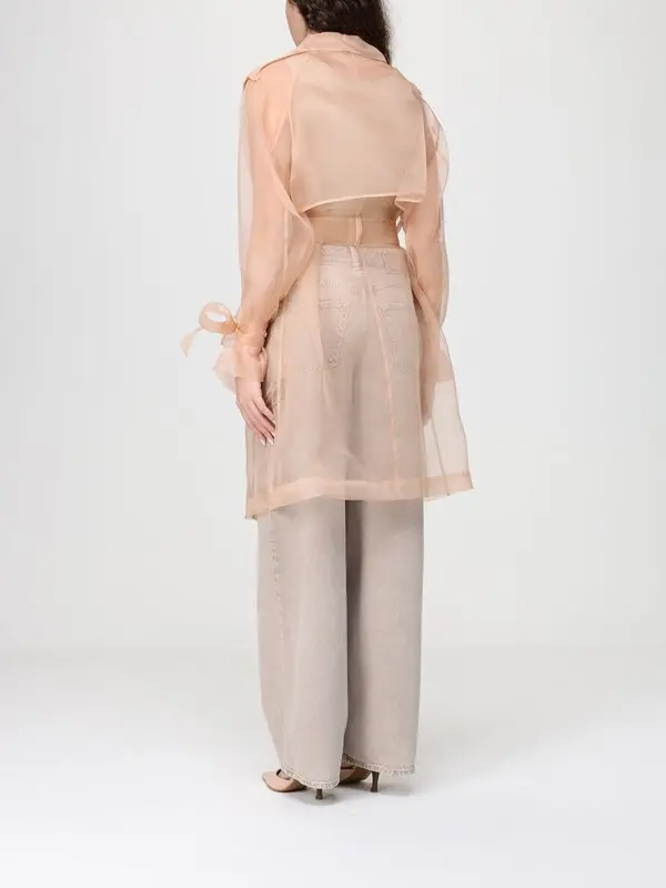 Pinko Organza Trench Coat With Belt - Pink