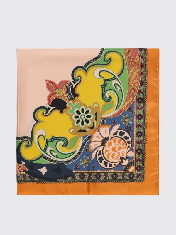 Etro Paisley And Abstract Print Silk Square Scarf
