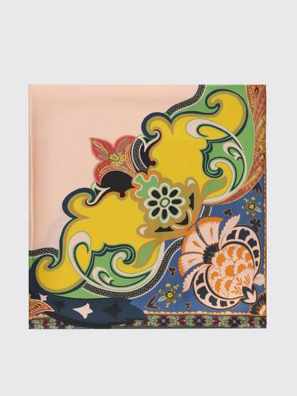 Etro Paisley And Abstract Print Silk Square Scarf