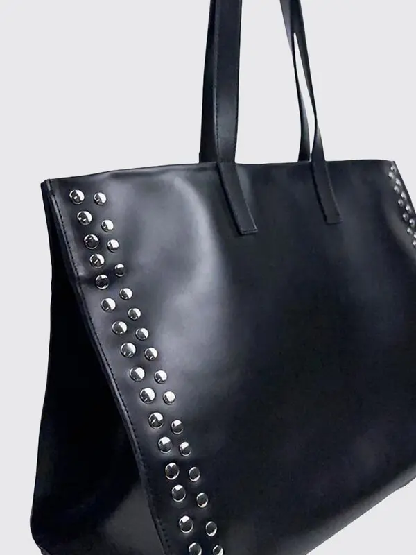 Gimaguas Large Leather Shopping Bag With Double Handle And Lettering Logo
