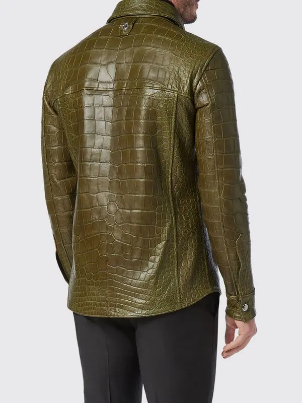 BILLIONAIRE Crocodile Print Leather Shirt