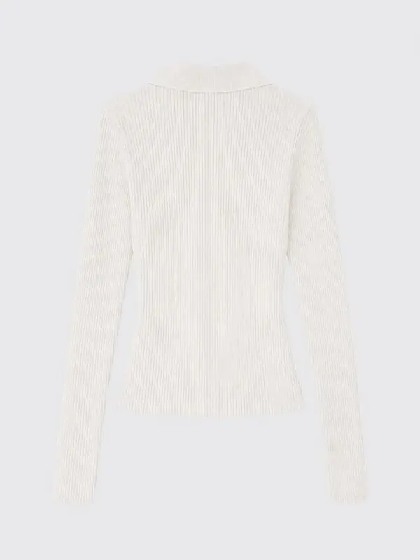 GANNI Knitted Wool Polo Shirt - Ivory
