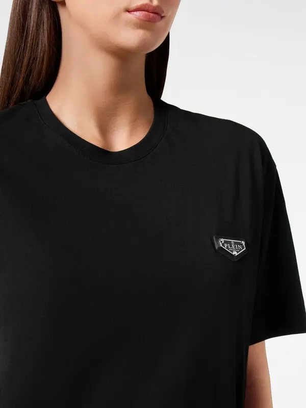 Philipp Plein Cotton T-shirt Mini Dress With Tone-on-tone Logo And Crew Neck