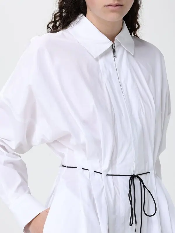 Staud Zip-up Shirt Dress With Drawstring Waist