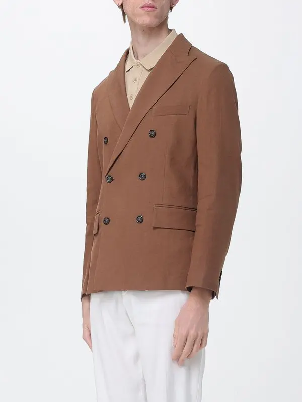 PAOLO PECORA Linen And Viscose Double-breasted Blazer - Hazel
