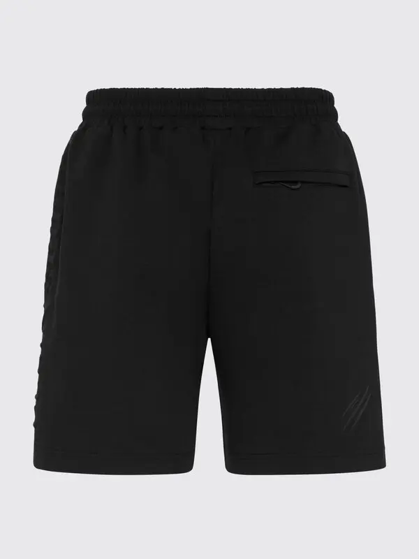 PLEIN SPORT Solid Cotton Shorts With Drawstring Waist - Black