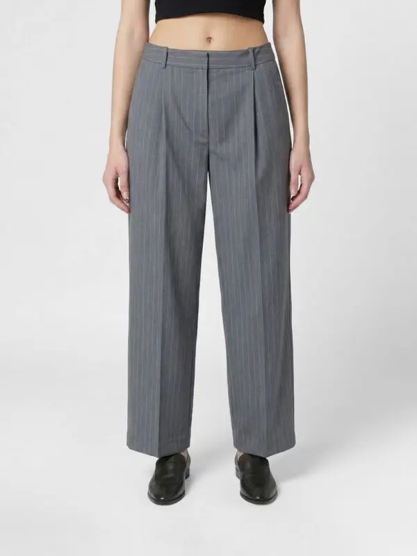 ANINE BING Pinstriped Wool Slim Fit Trousers