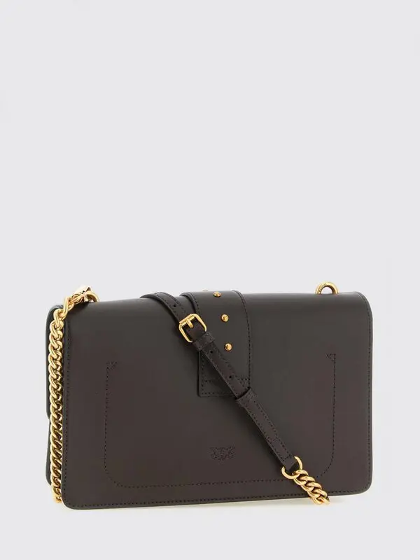 Pinko Leather Crossbody Bag With Bird Clasp - Brown