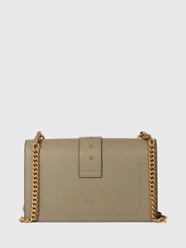 Pinko Leather Crossbody Bag With Bird Clasp - Grey