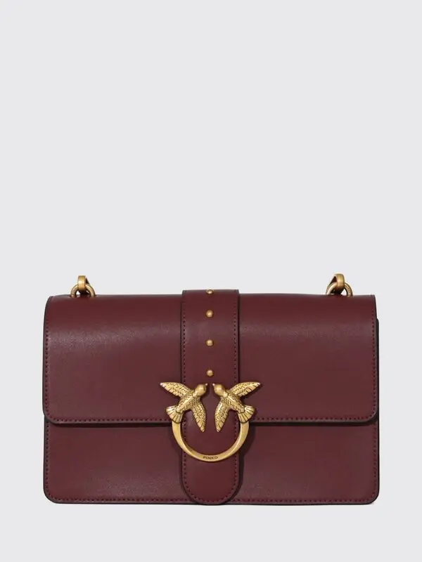 Pinko Leather Crossbody Bag With Bird Clasp - Red