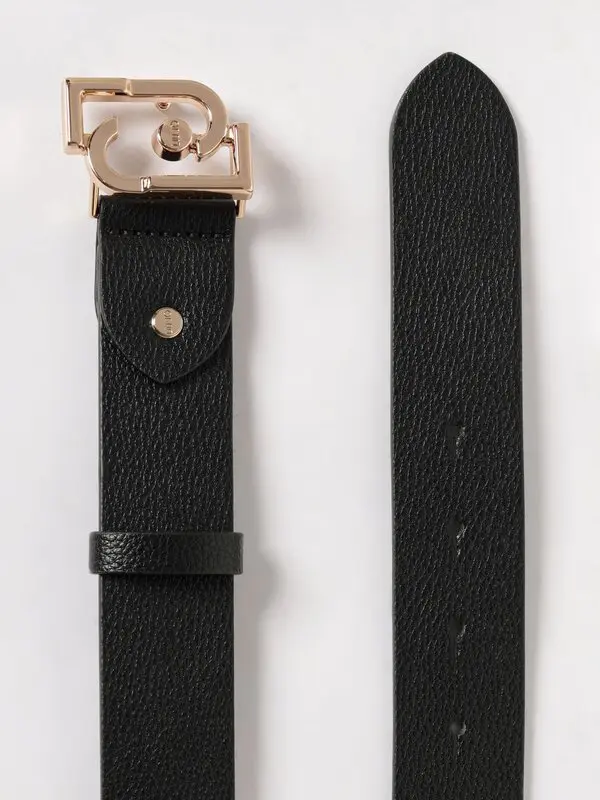 Liu Jo Grained Synthetic Leather Belt With Monogram Buckle