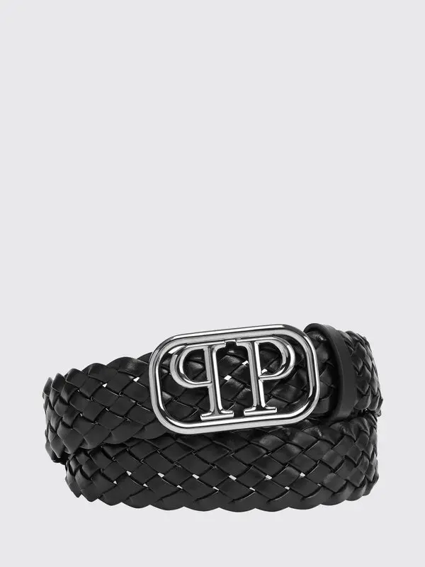 Philipp Plein Woven Leather Belt - Black