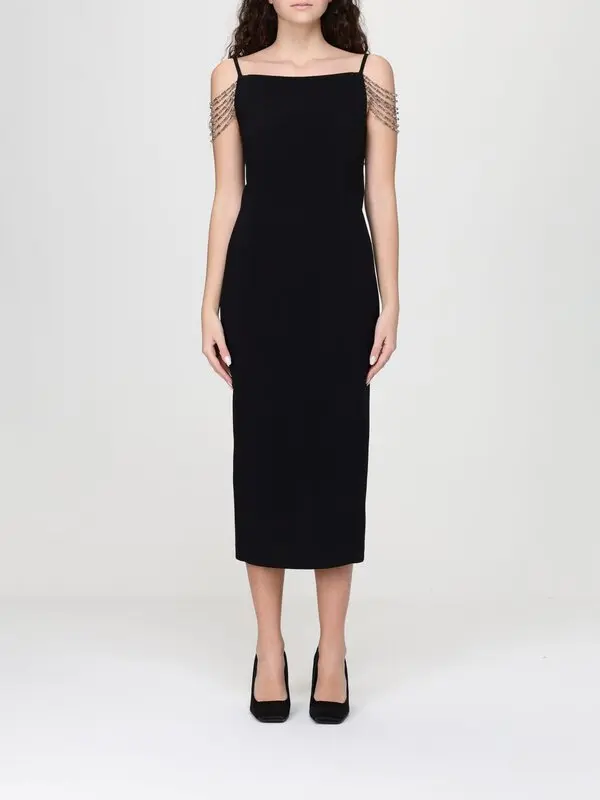 Pinko Embellished Square Neck Midi Dress - Black