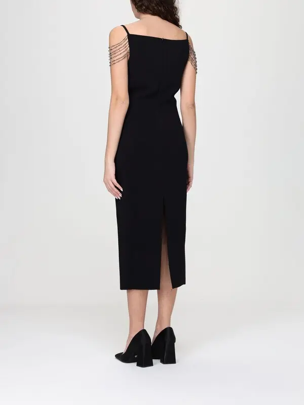 Pinko Embellished Square Neck Midi Dress - Black