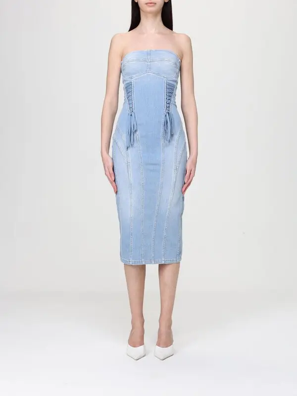 Elisabetta Franchi Denim Bustier Midi Dress