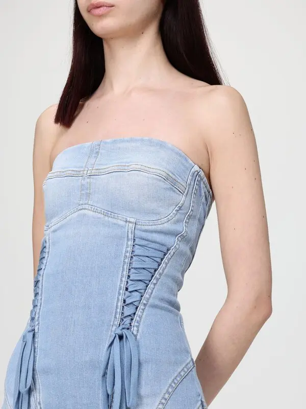 Elisabetta Franchi Denim Bustier Midi Dress