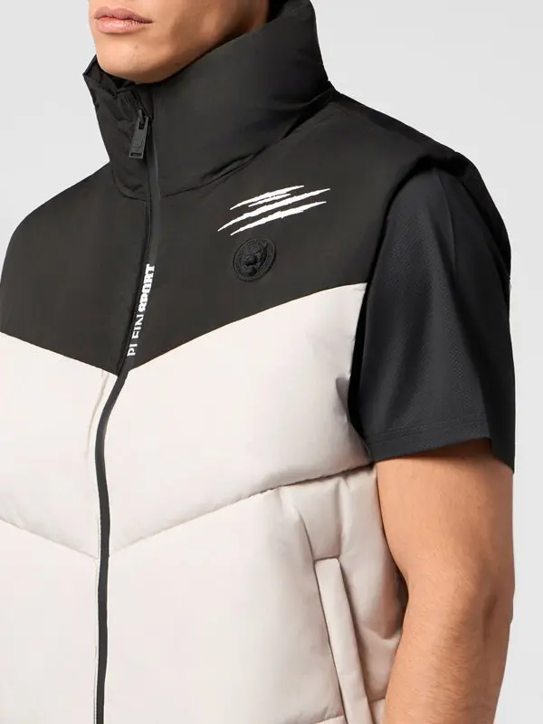PLEIN SPORT Logo Padded Nylon Vest - Beige