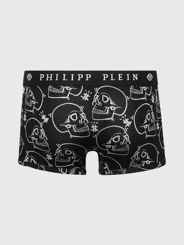 Philipp Plein Stretch Cotton Blend Boxer Shorts With Skull Print