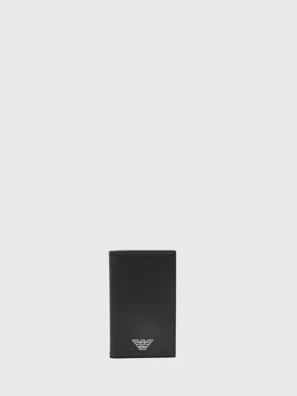 Emporio Armani Saffiano Faux Leather Card Holder - Black