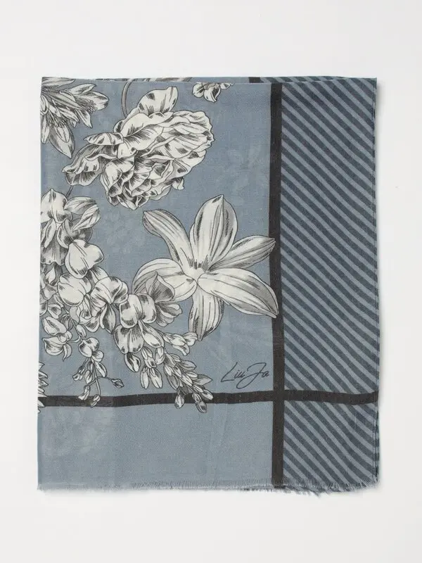 Liu Jo Floral Cotton Blend Scarf - Denim