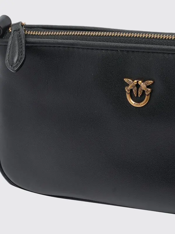 Pinko Mini Half Moon Calf Leather Crossbody Bag - Black